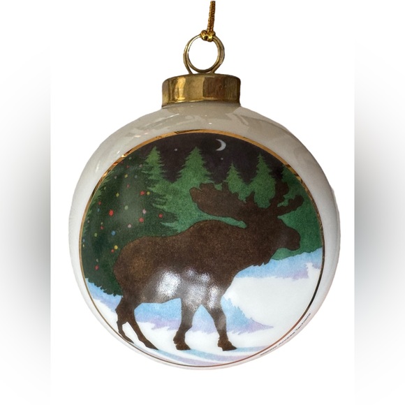 Holiday | Quality Glass Brass Moose Christmas Ornament From Minnesota ...